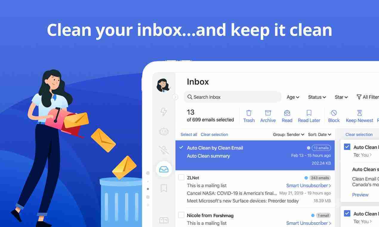 Clean Email Review - Declutter your email inbox